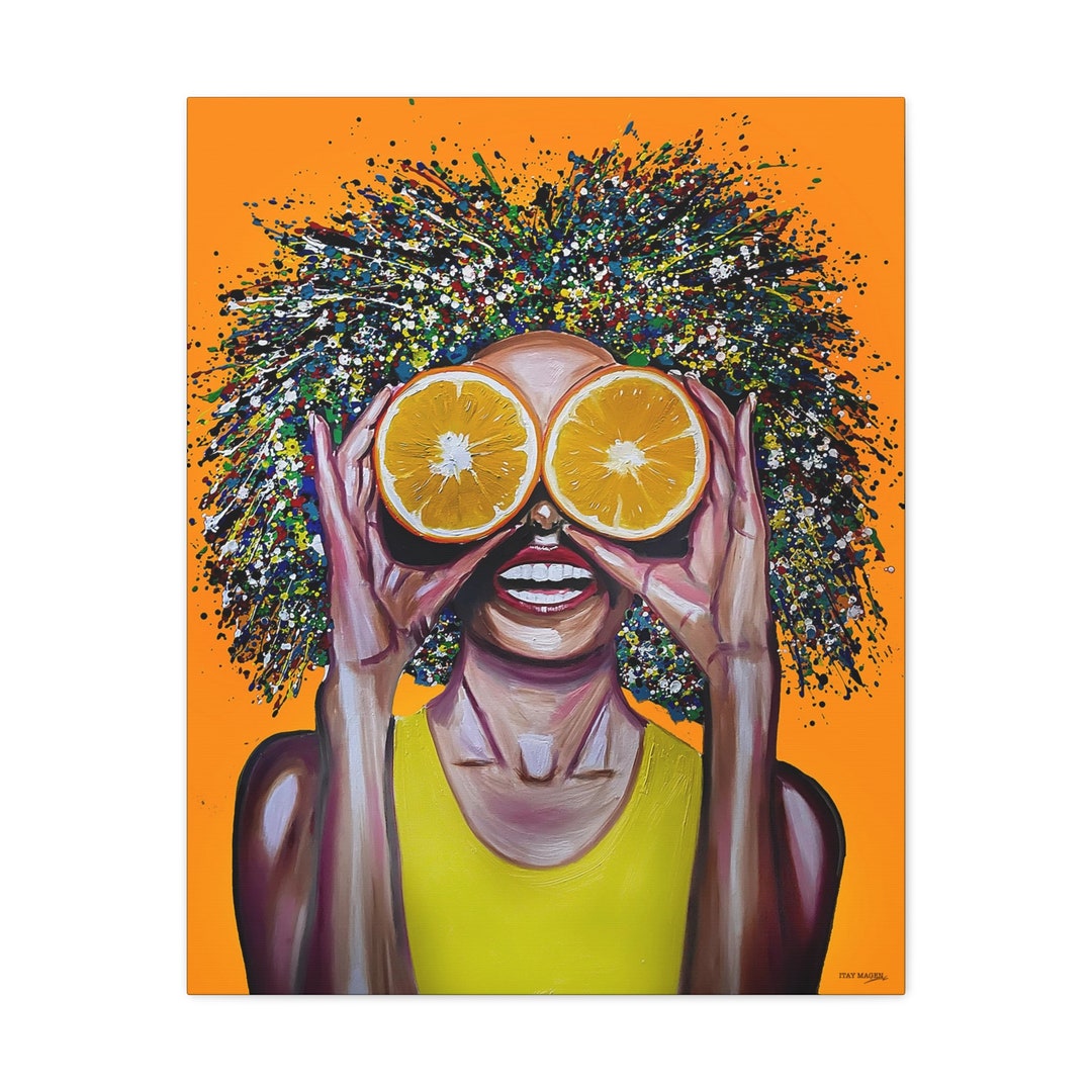 ORANGE Afro Woman Black Art Pop Art Afro Woman Black Art - Etsy