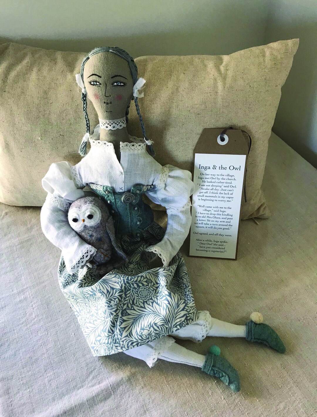 Fabric Doll Rag Doll Hand Sewn Doll Unusual Doll Painted Face Doll With ...