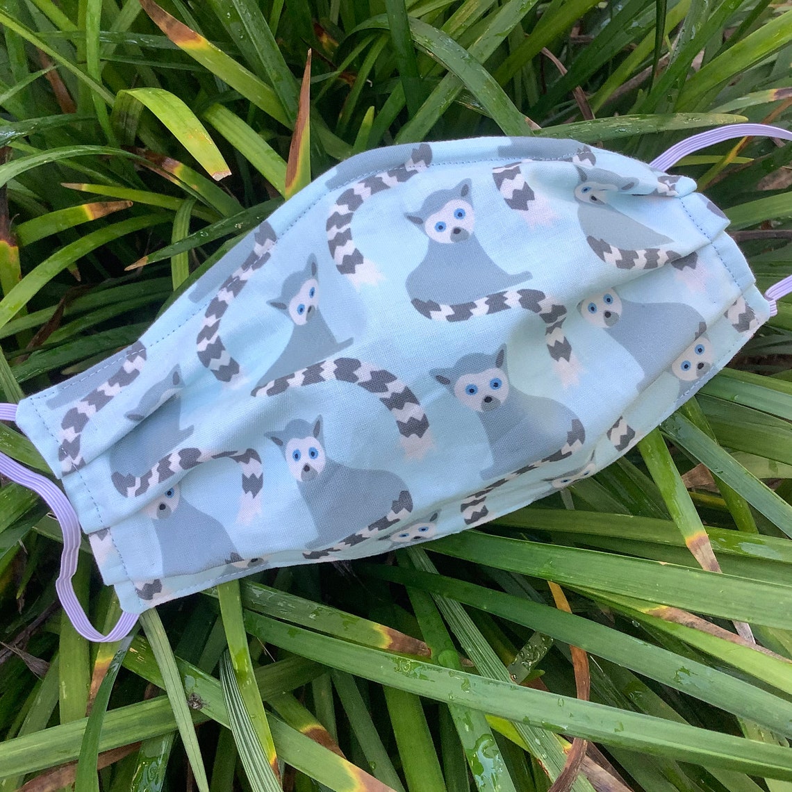 Lemur face mask ring tailed lemur mask handmade reversible | Etsy