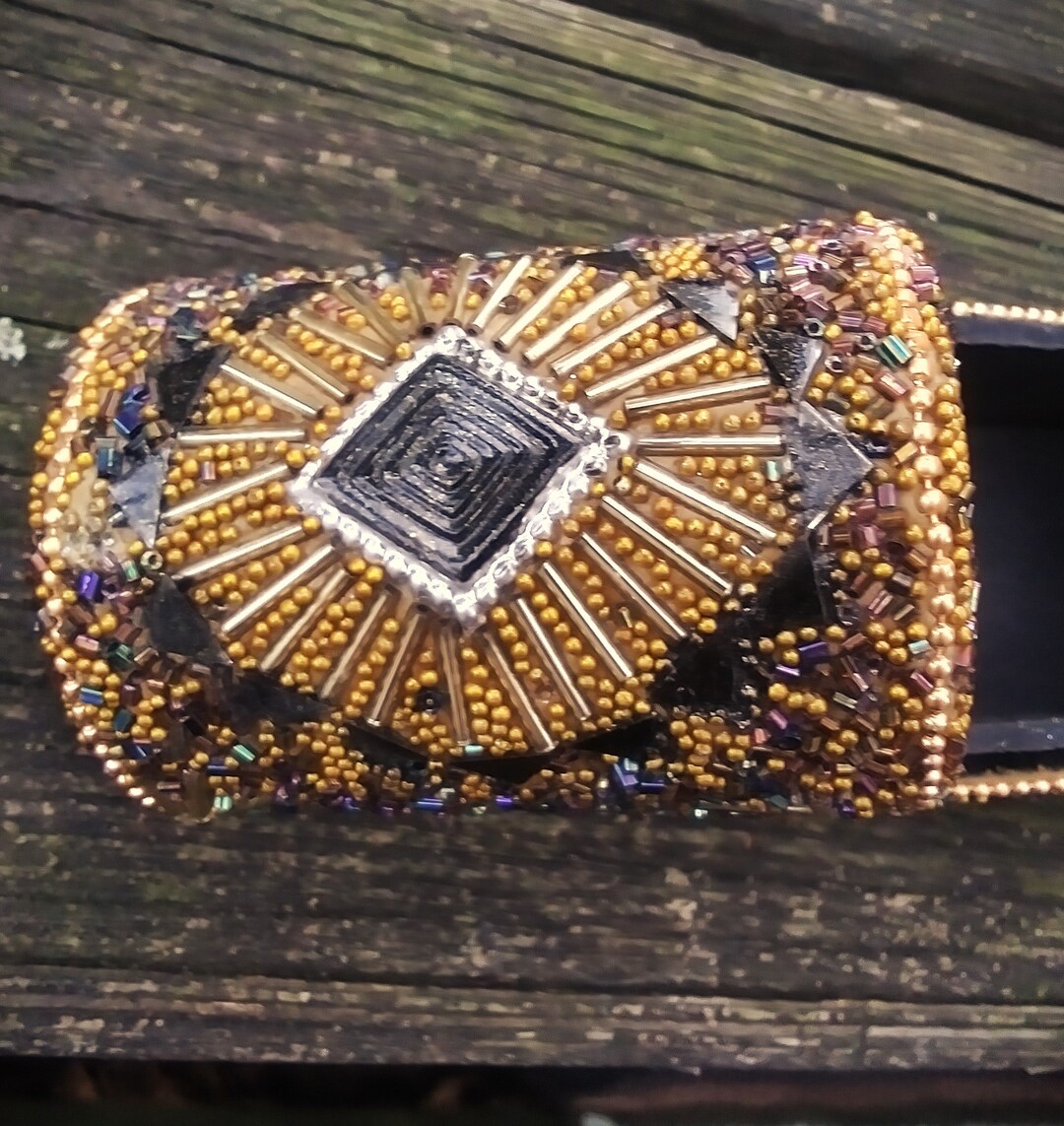 Black and Gold and Silver Beaded Gift Box - Etsy