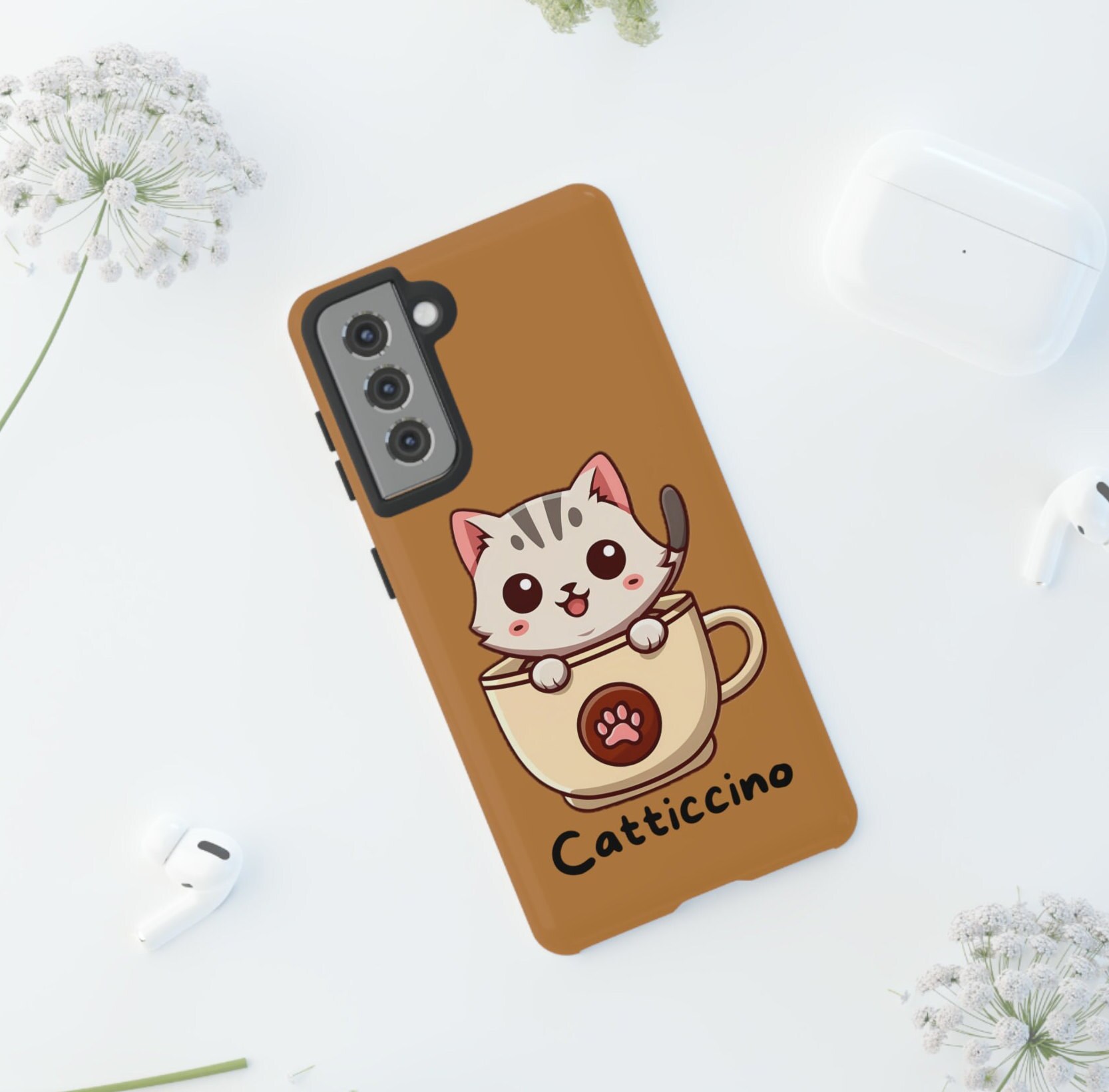Phone Case Catticcino, Coffee and Cats Phone Case, Kawaii Cat Phone ...