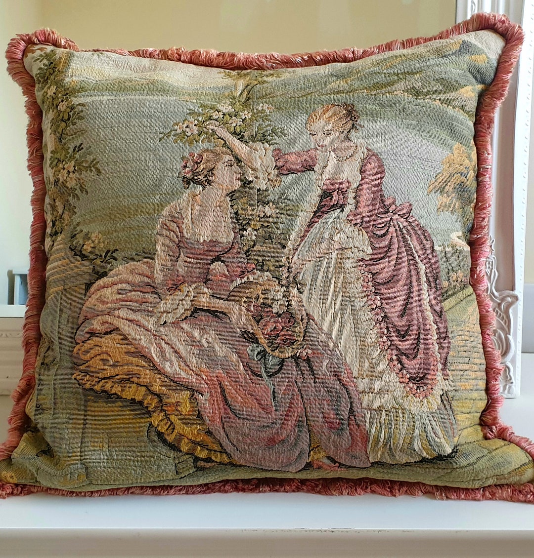 Vintage Tapestry Cushion 1980S Regency Ladies Tapestry - Etsy