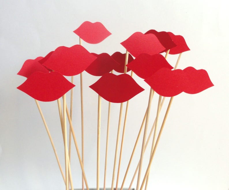 Photobooth sur commande lot de 15 bouches rouges ou de 10 - Etsy France