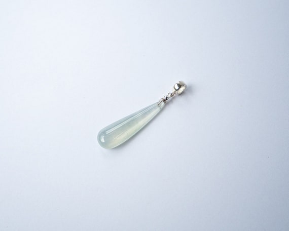 Clear Icy Type A Jadeite Teardrop Necklace | Etsy