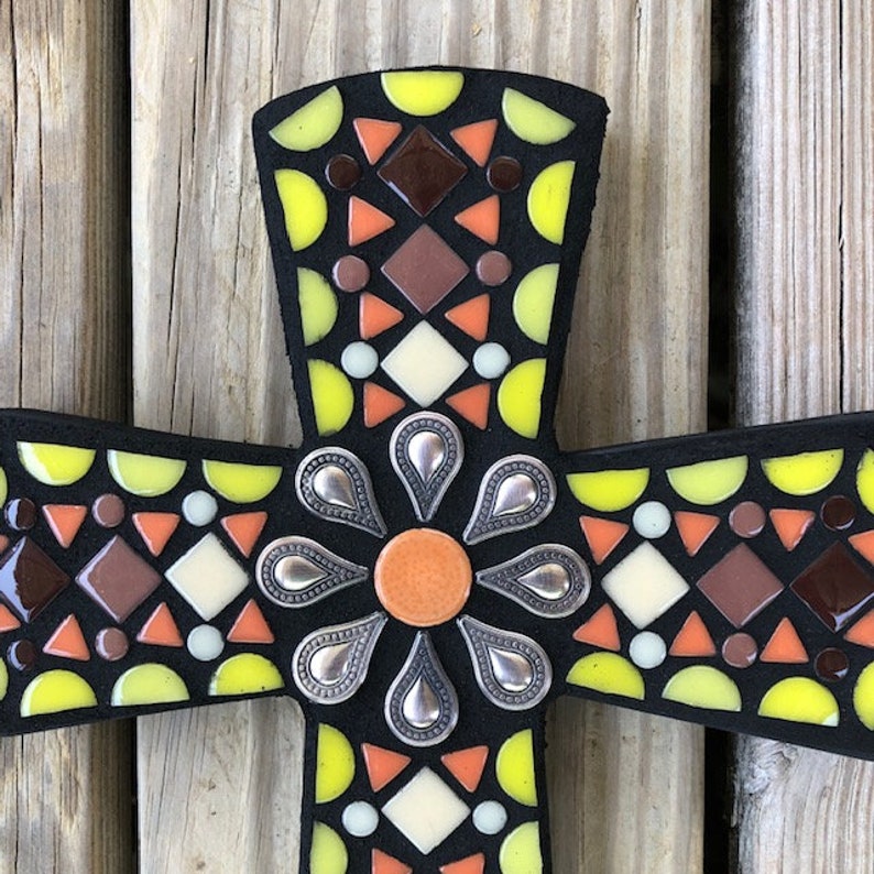 Mosaic Wall Cross Mixed Media Cross Religious Cross Warm | Etsy