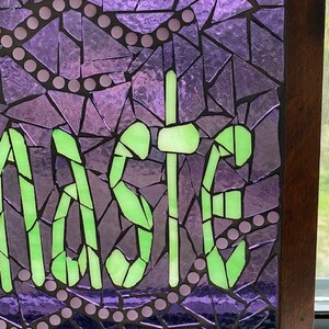 Stained Glass Mosaic, Framed Mosaic, Namaste, Yoga, Glass on Glass, One ...