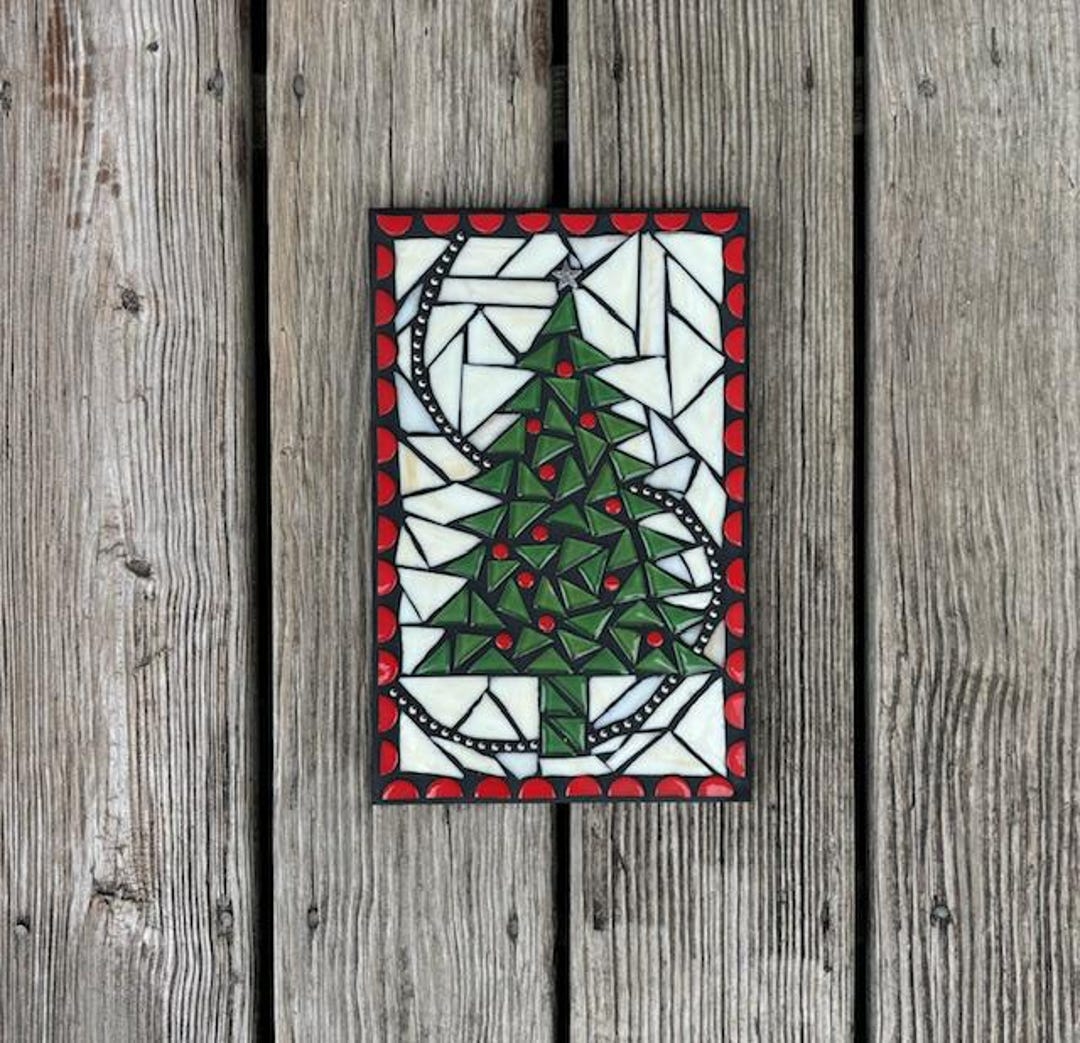 Christmas Tree Mosaic Wall Hanging, Stained Glass Mosaic, Holiday ...