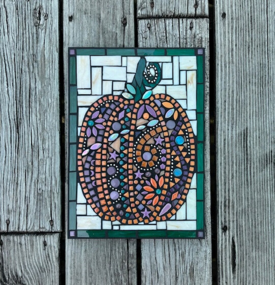Fall Mosaic Pumpkin, Stained Glass Mosaic, Original Design Wall Hanging ...