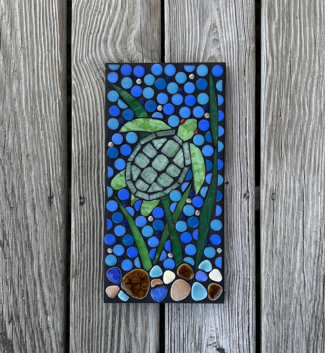 Sea Turtle Mosaic, Wall Hanging Mosaic, Sea Turtle Art, Beach Vibes ...