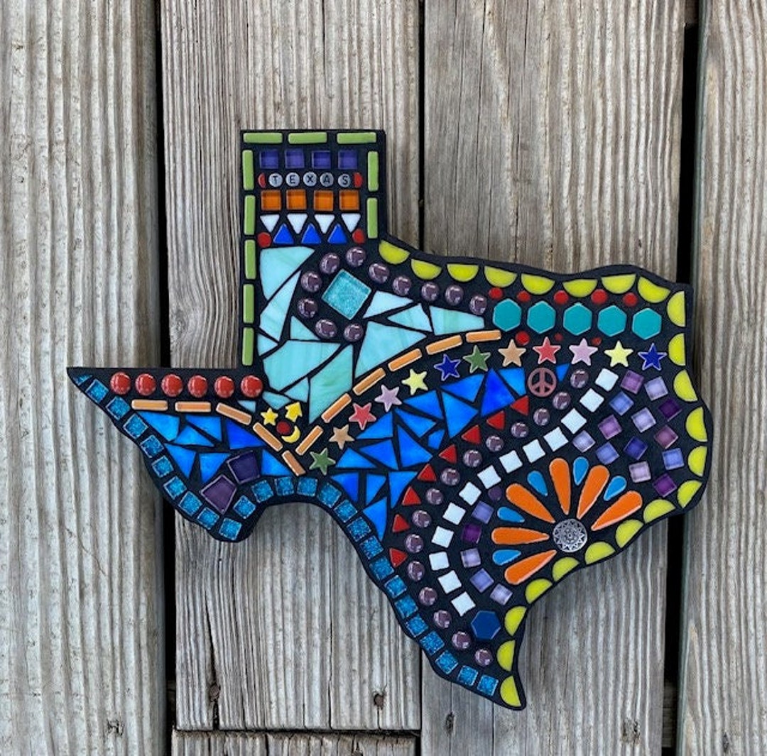 Texas Mosaic Plaque, State of Texas, Glass and Ceramic Tiles, Wall ...