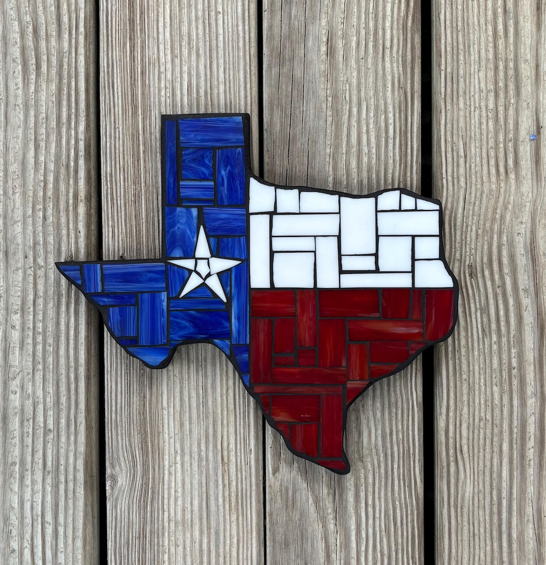 Texas Flag Mosaic Plaque, Stained Glass State Art - Etsy