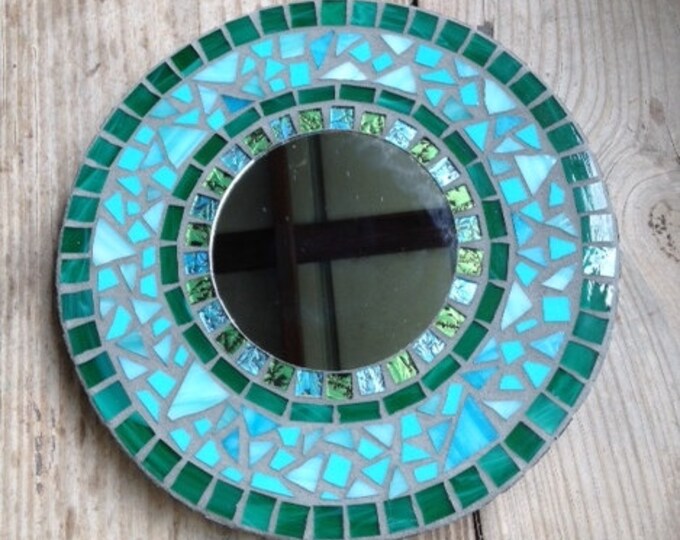 Stained Glass Mosaic Mirror Teals & Turquoise Hanging Mirror - Etsy