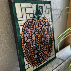 Fall Mosaic Pumpkin, Stained Glass Mosaic, Original Design Wall Hanging ...