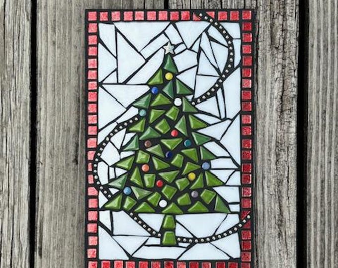Christmas Tree Mosaic Wall Hanging, Stained Glass Mosaic, Holiday ...