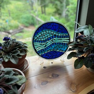 Upcycled Microwave Plate, Stained Glass Mosaic, Abstract Design, Glass ...
