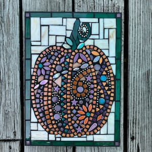 Fall Mosaic Pumpkin, Stained Glass Mosaic, Original Design Wall Hanging ...