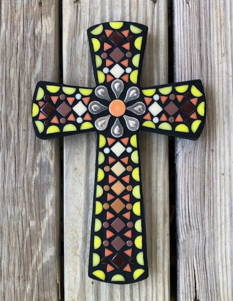 Mosaic Wall Cross Mixed Media Cross Religious Cross Warm | Etsy