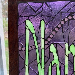 Stained Glass Mosaic, Framed Mosaic, Namaste, Yoga, Glass on Glass, One ...