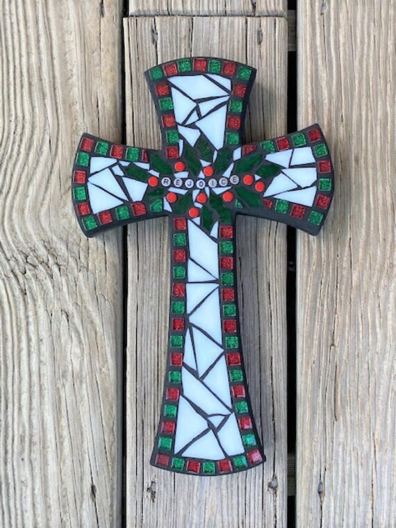 Mosaic Wall Cross Stained Glass Cross Mixed Media Cross One - Etsy