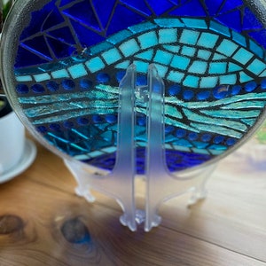 Upcycled Microwave Plate, Stained Glass Mosaic, Abstract Design, Glass ...
