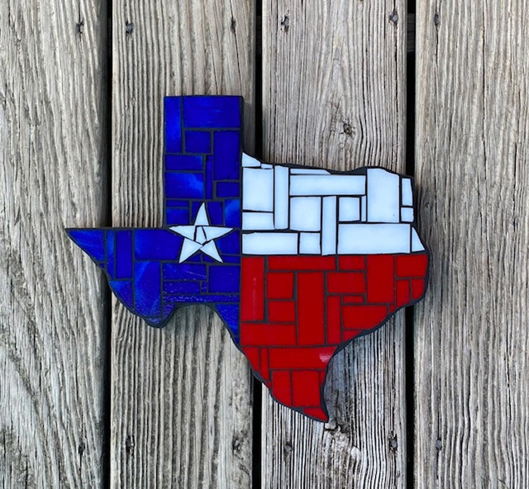 Texas Mosaic Plaque, State of Texas, Stained Glass Mosaic, Wall Hanging ...