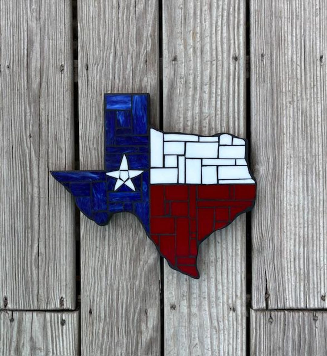 Texas Mosaic Plaque, Texas Flag, State of Texas, Stained Glass Mosaic ...
