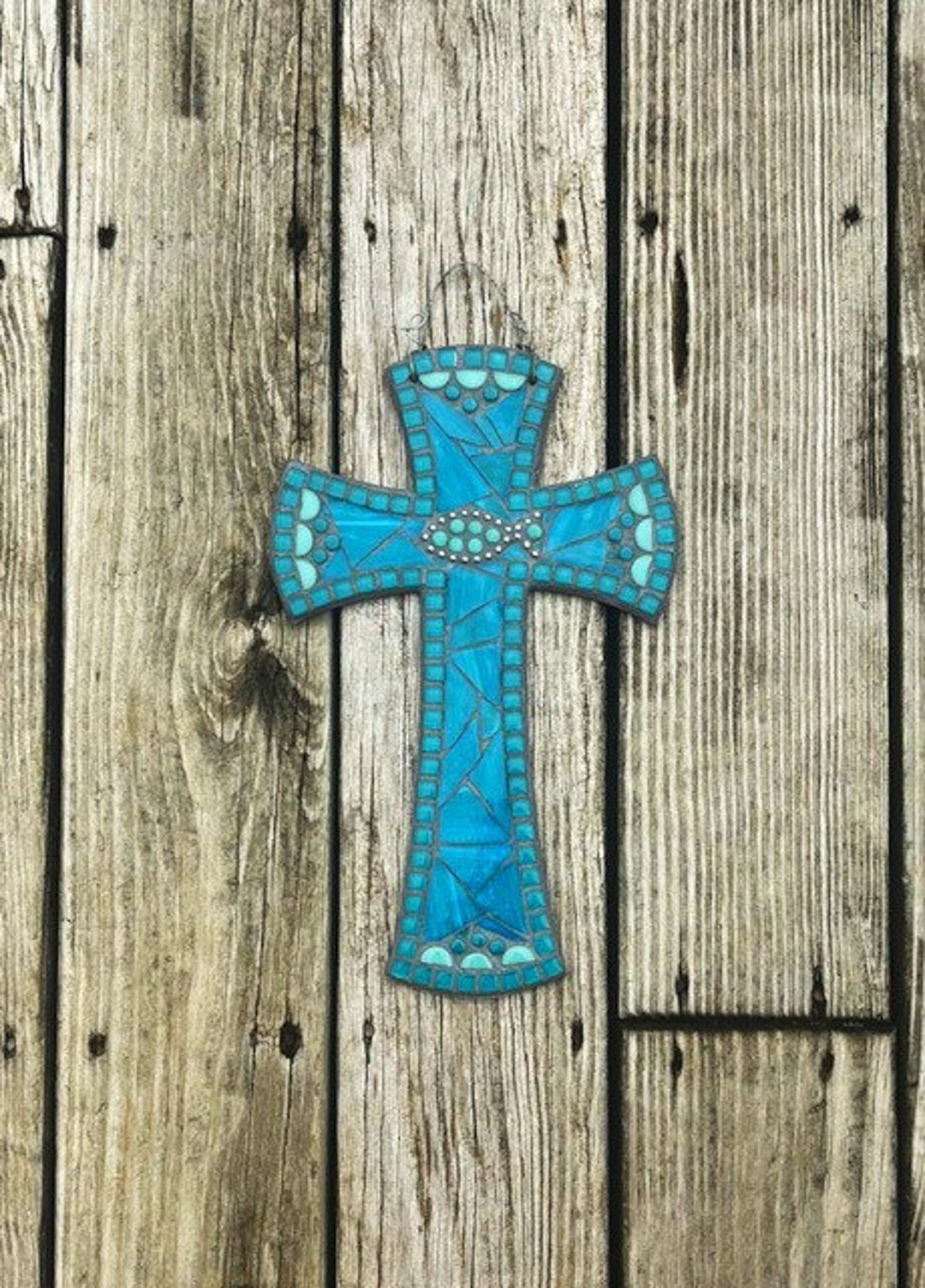 Outdoor Art, Stained Glass Mosaic Cross, Great for Front Porch or Back ...