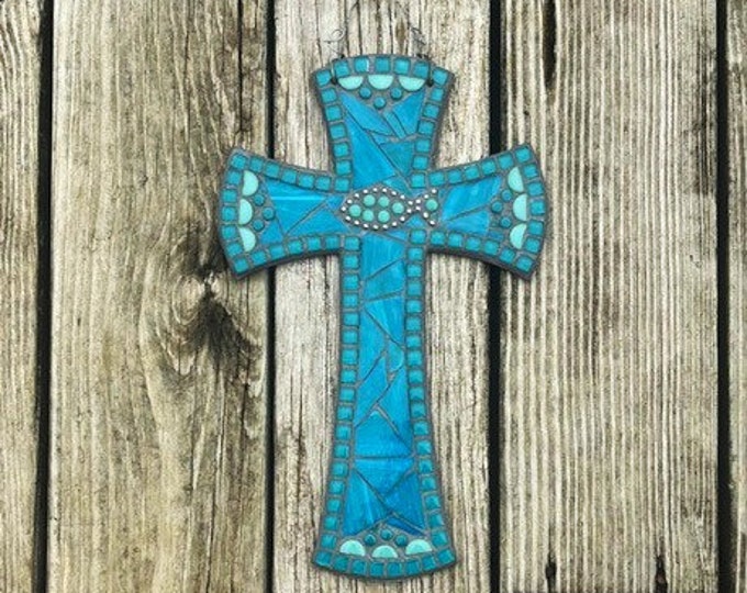 Outdoor Art, Stained Glass Mosaic Cross, Great for Front Porch or Back ...