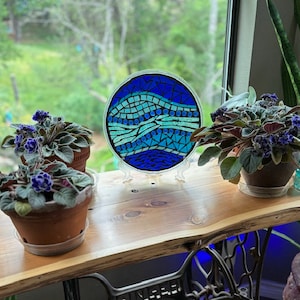 Upcycled Microwave Plate, Stained Glass Mosaic, Abstract Design, Glass ...