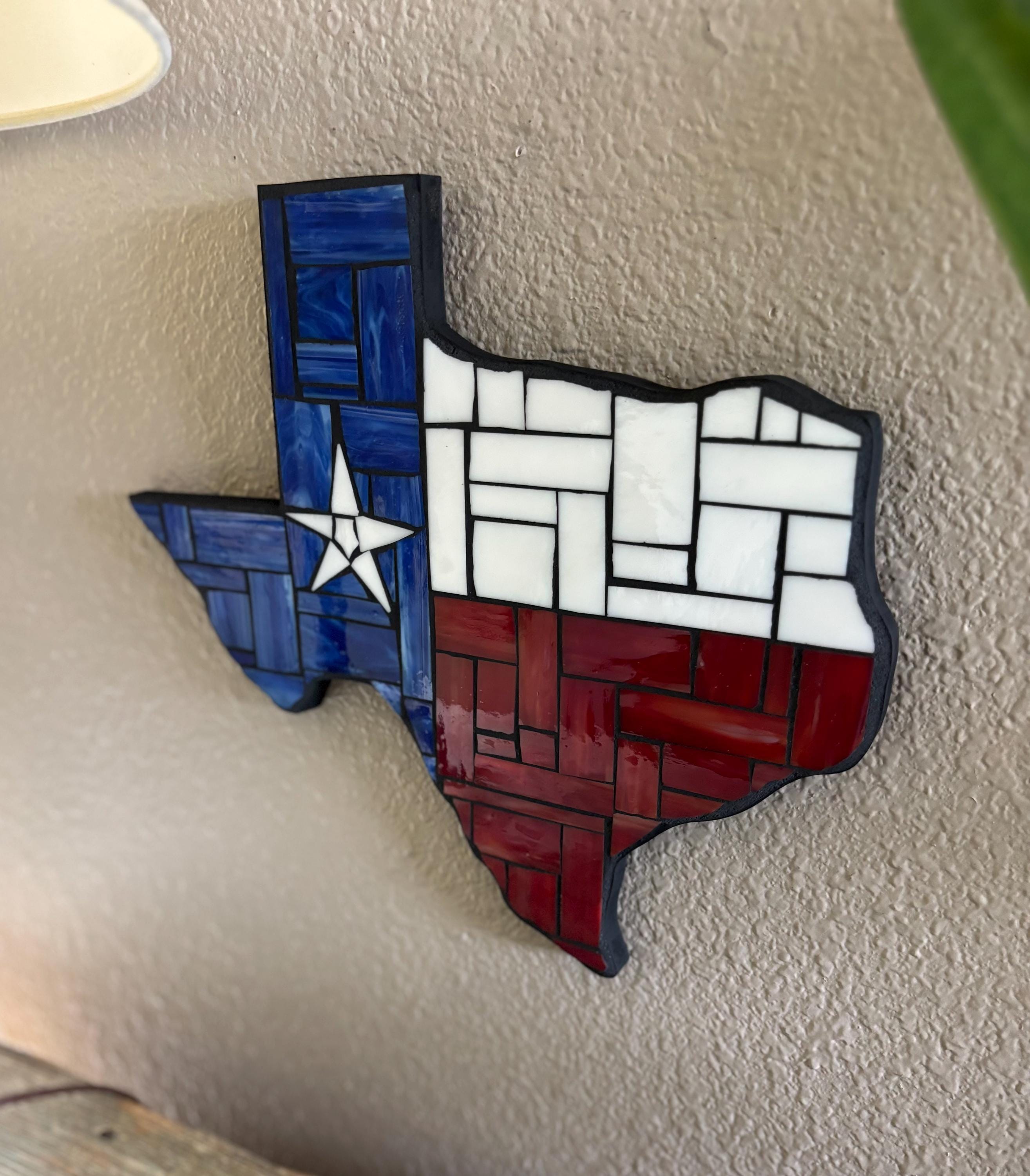 Texas Flag Mosaic Plaque, Stained Glass State Art - Etsy