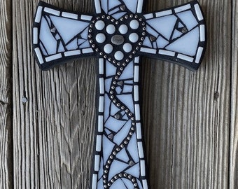 Mosaic Wall Cross, Mixed Media Cross, Religious Gift, One of a Kind ...