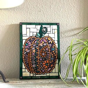 Fall Mosaic Pumpkin, Stained Glass Mosaic, Original Design Wall Hanging ...