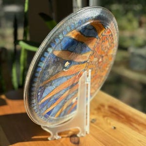 Upcycled Microwave Plate, Stained Glass Mosaic Art, Abstract Sun and ...