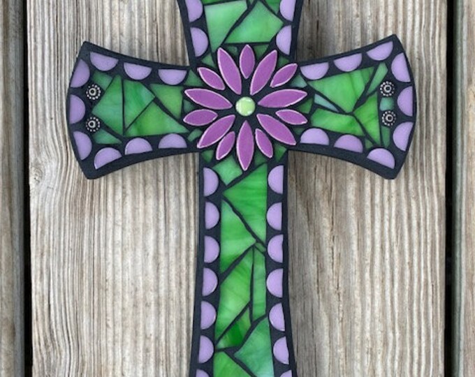 Mosaic Wall Cross, Mixed Media Cross, Stained Glass Cross, Religious ...