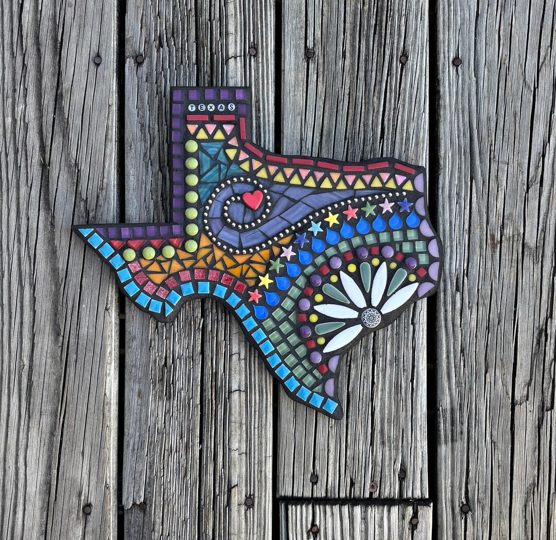 Texas Mosaic Wall Hanging Plaque, State of Texas,glass and Ceramic ...