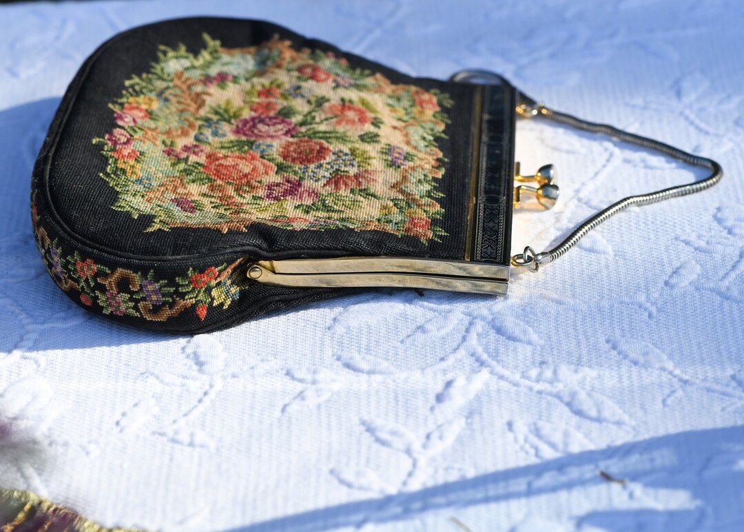 Vintage Needlepoint Purse, Tapestry Handbag, Vintage Handbag, Victorian ...