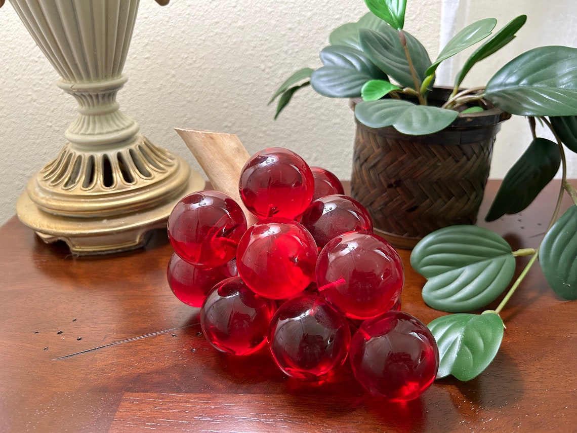 MCM Vintage Lucite Grape Cluster Red Lucite Grapes - Etsy