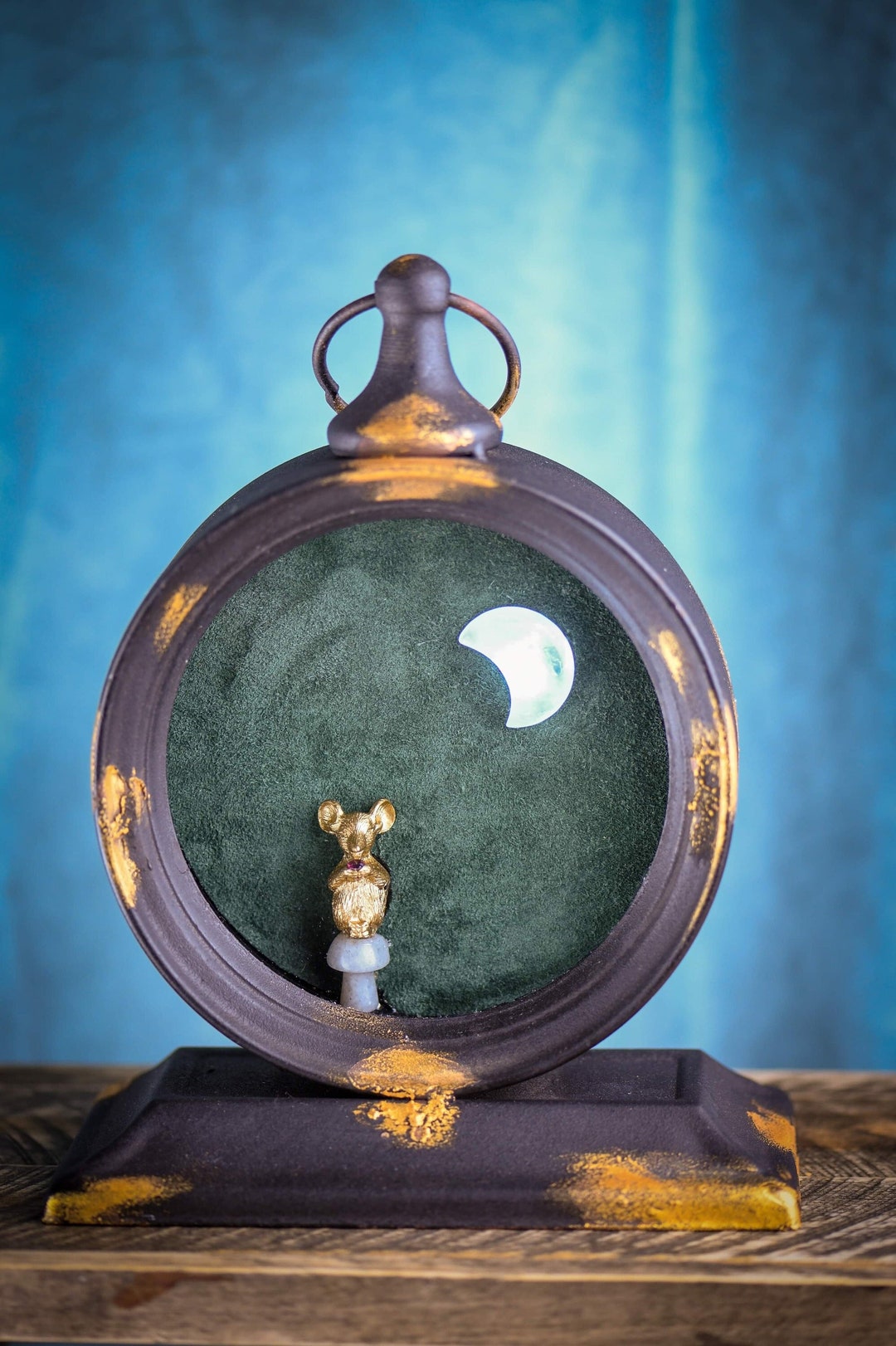 Moon Clock, Mouse Night Light, Cottagecore Lamp, Moon Light, Mouse Lamp ...