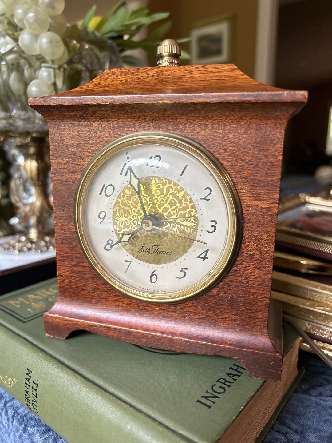 Vintage Seth Thomas Carriage Clock: Electric Alarm, Gold Detail - Etsy