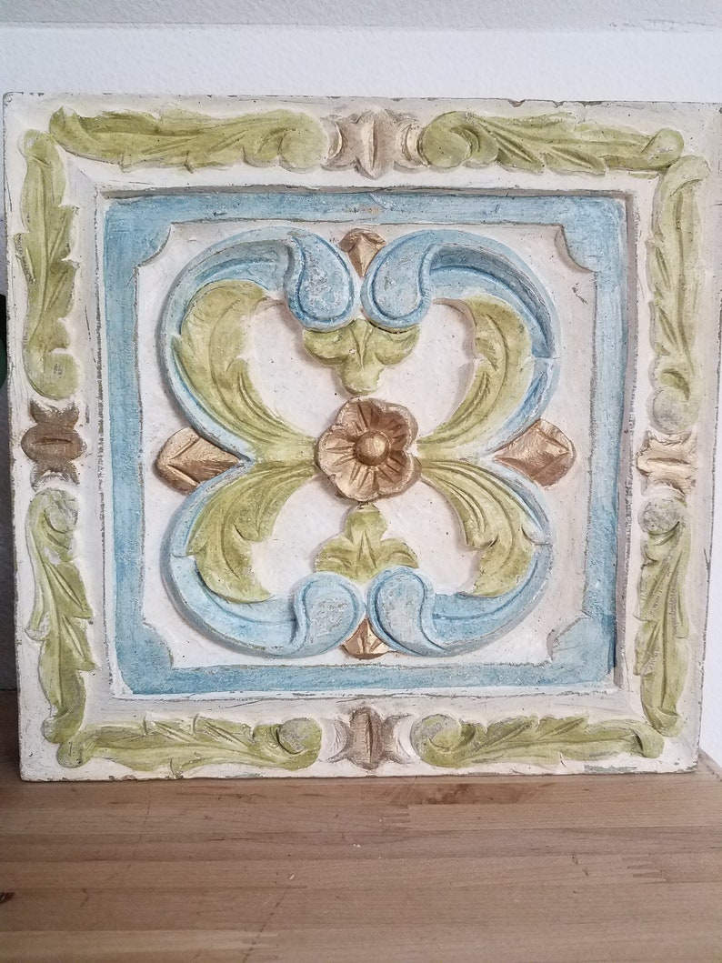 Vintage Plaque, Plaster Plaque, Vintage Art Nouveau Tile, Vintage ...