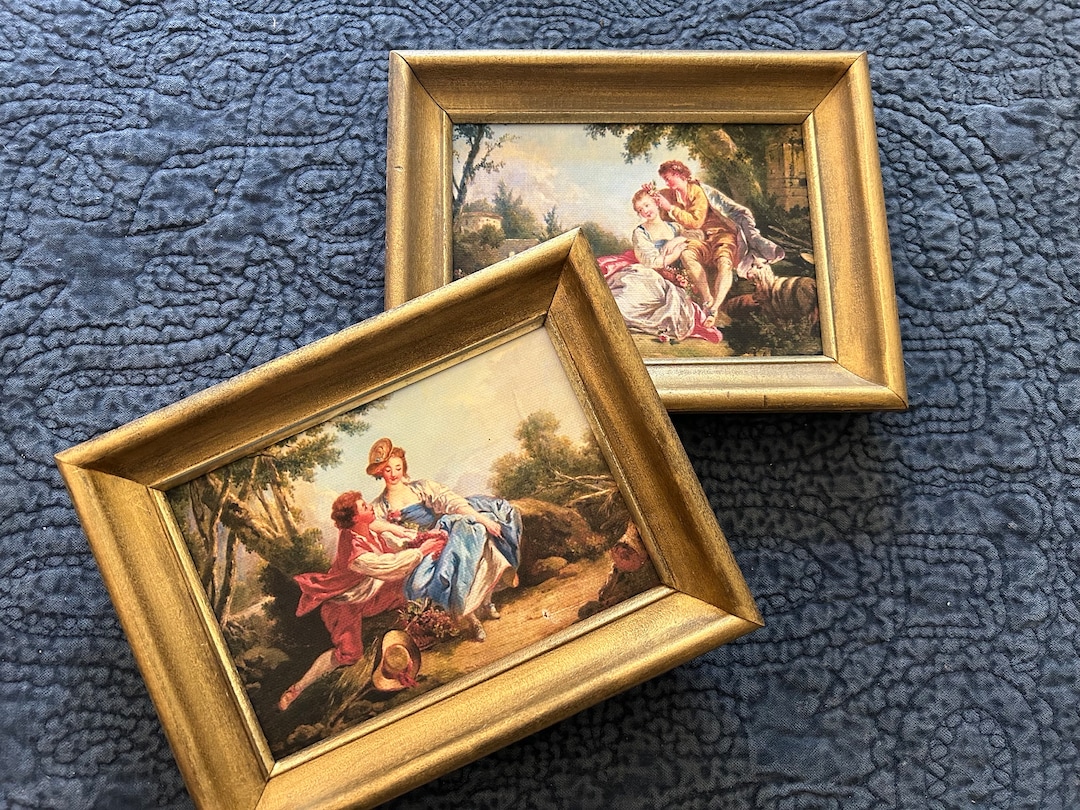 Vintage French Pastoral Prints, Vintage Boucher Prints, Gilded Frame ...