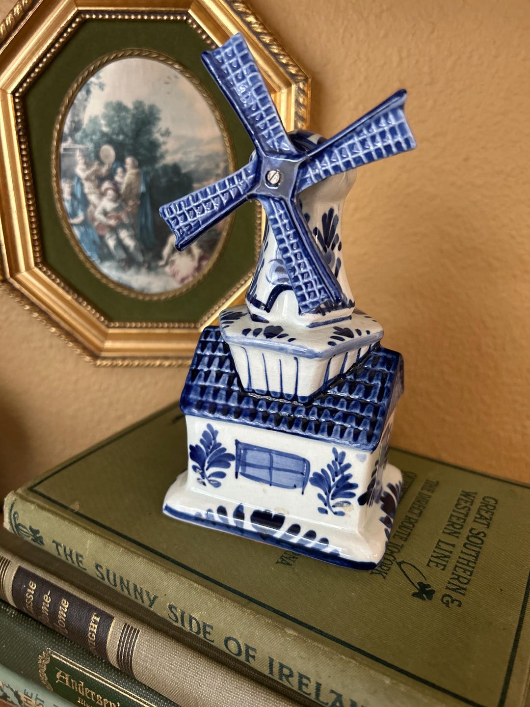 Delft Blue and White Windmill Music Box, Vintage Blue and White Porcelain, Dutch Blue and White ...