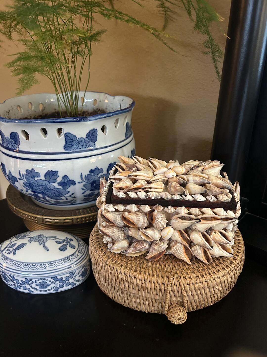 Vintage Shell Trinket Box, Shell Jewelry Box, Nautical Decor, Vintage ...