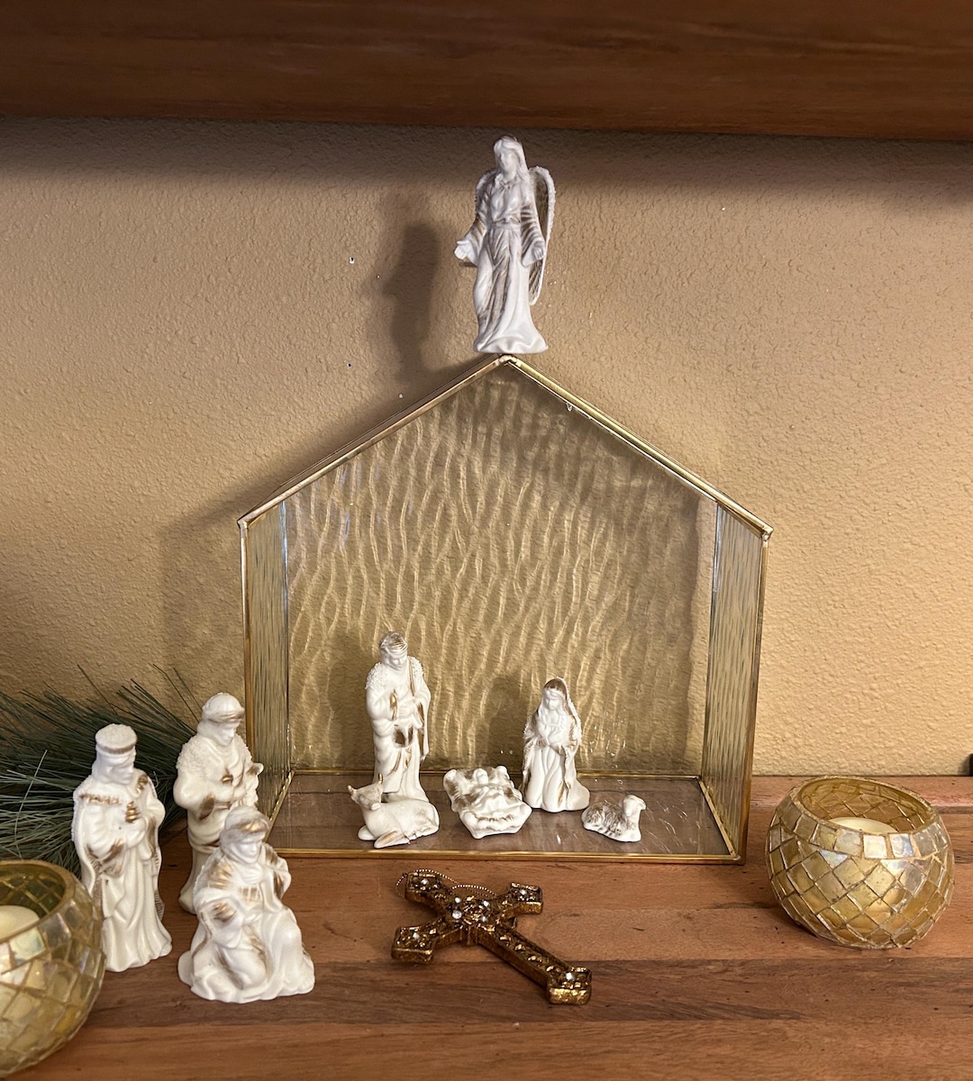 Porcelain Nativity Set, Nativity Scene, Cream and Gold Christmas Decor ...