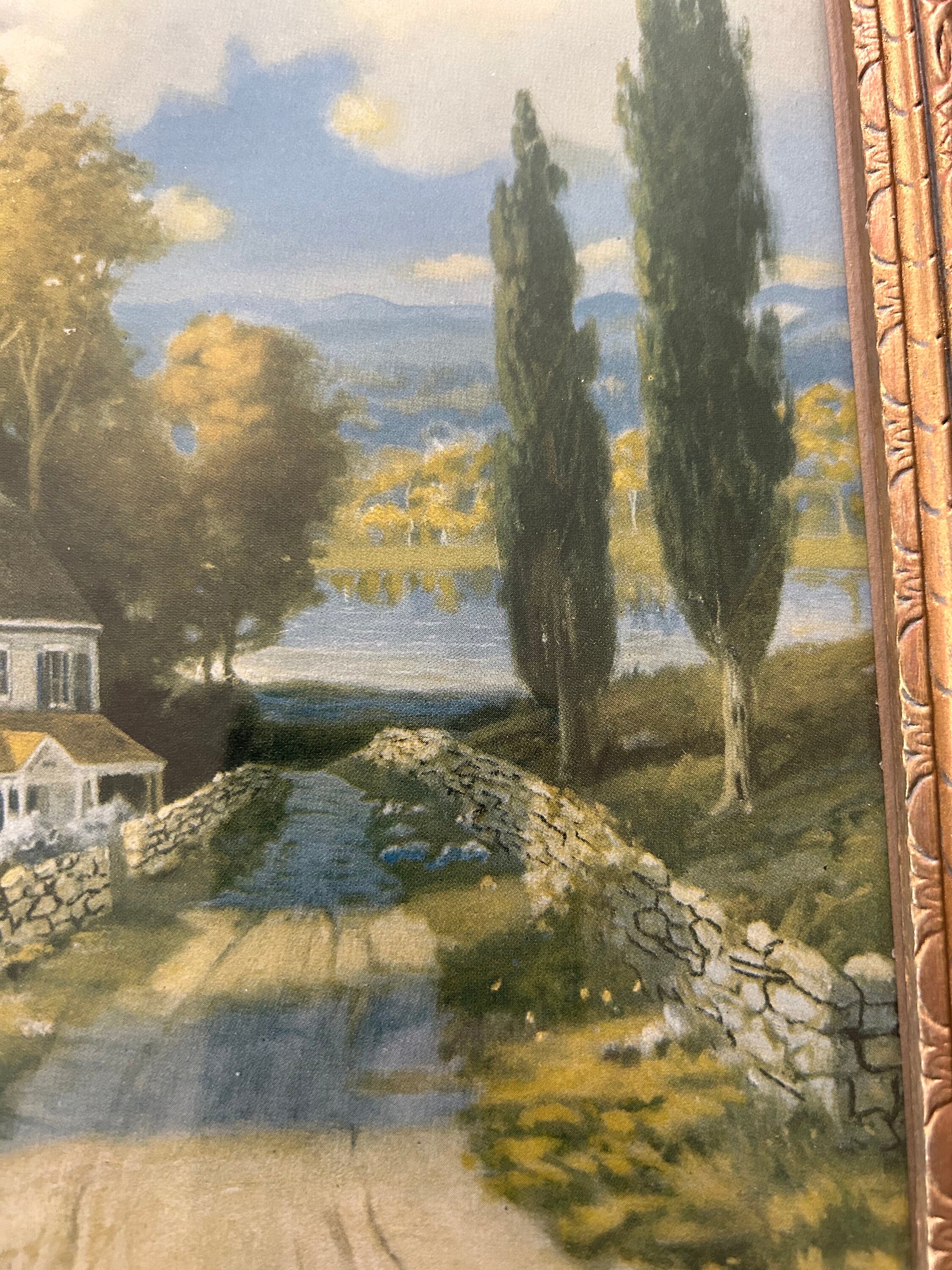 Vintage Framed Prints, Vintage Landscape, Antique Art Print, Gold ...