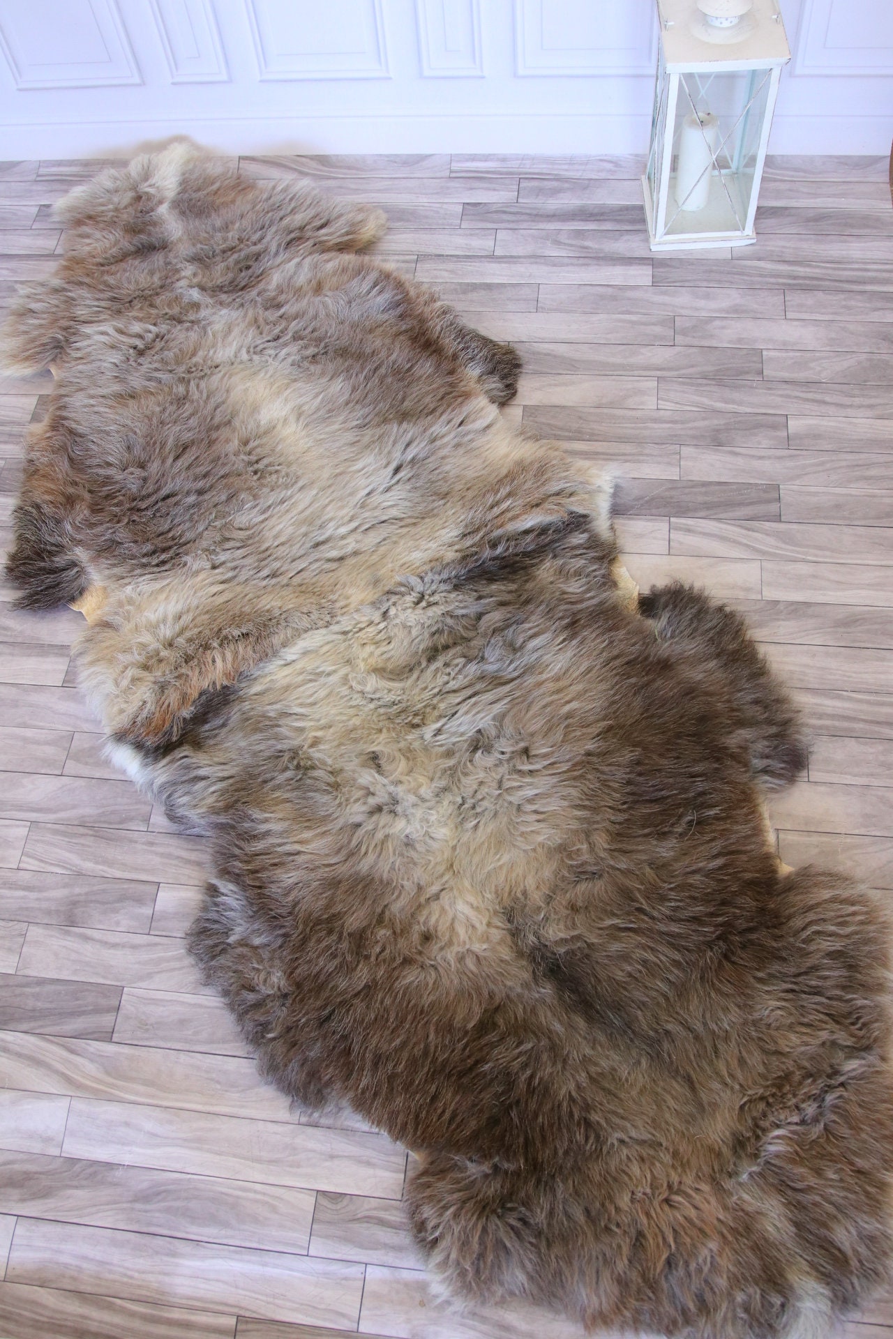 Genuine Natural Double Side by Side Organic Sheepskin Rug | Sheepskin ...