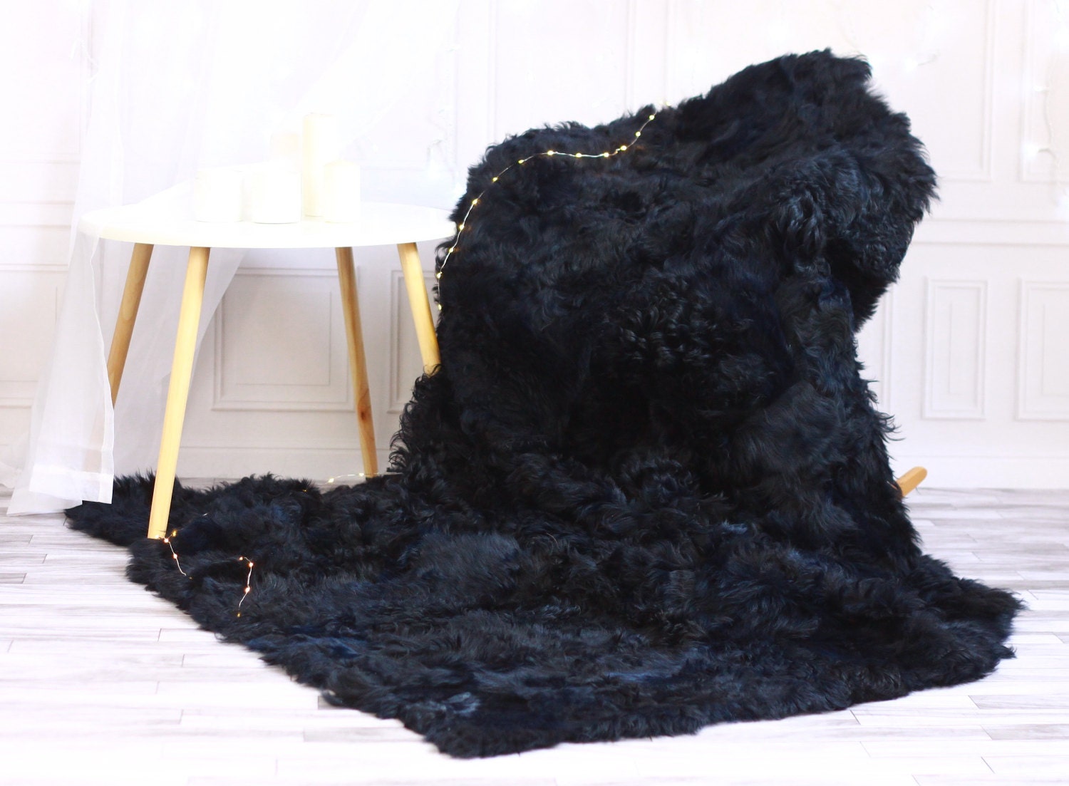 ON SALE Sheepskin Throw | Navy Blue Bed Throw | Navy Fur Throw | Sofa ...