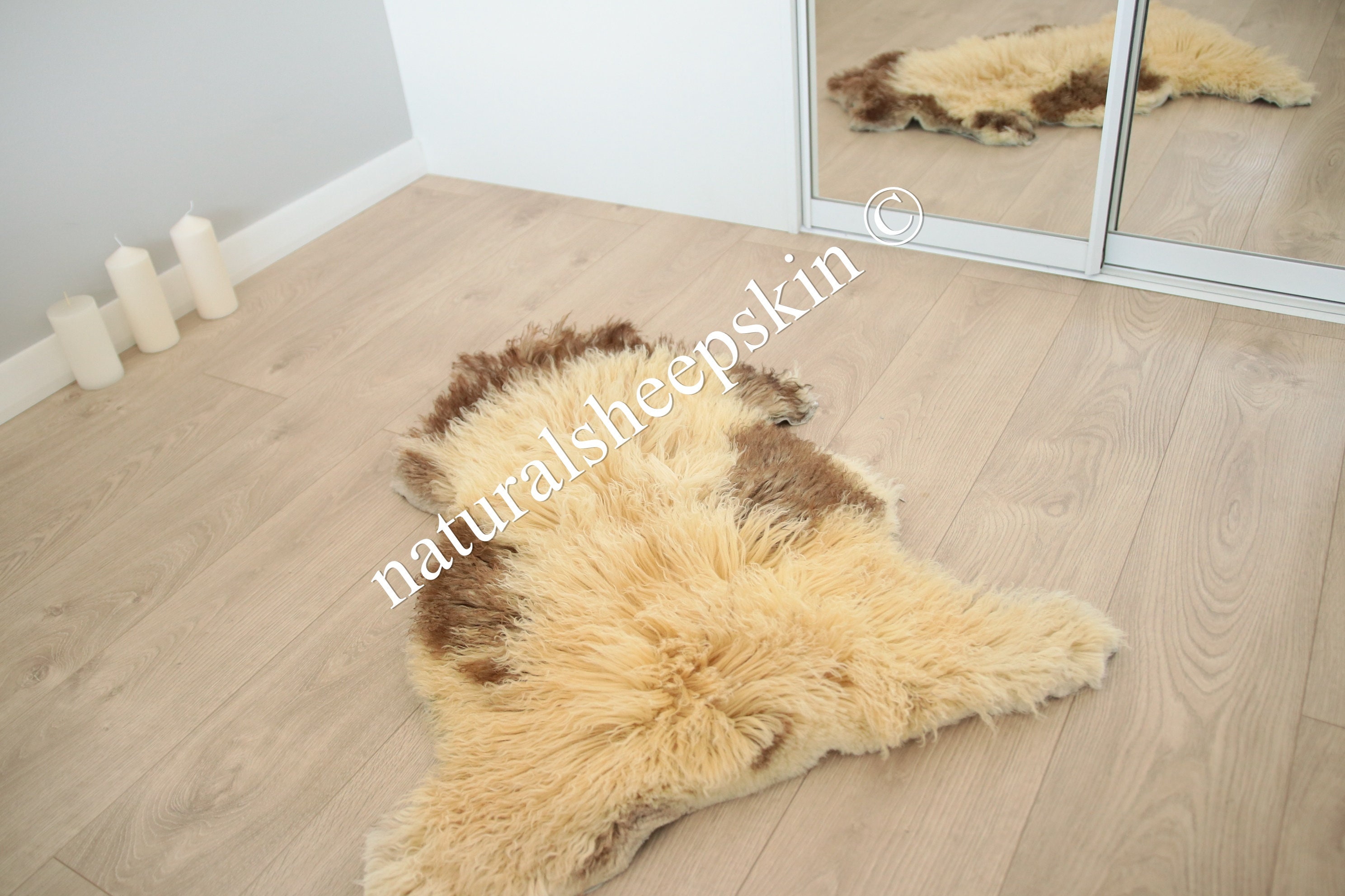 Genuine Rare Tuscan Lamb Sheepskin Rug - Curly Fur Rug - Natural ...