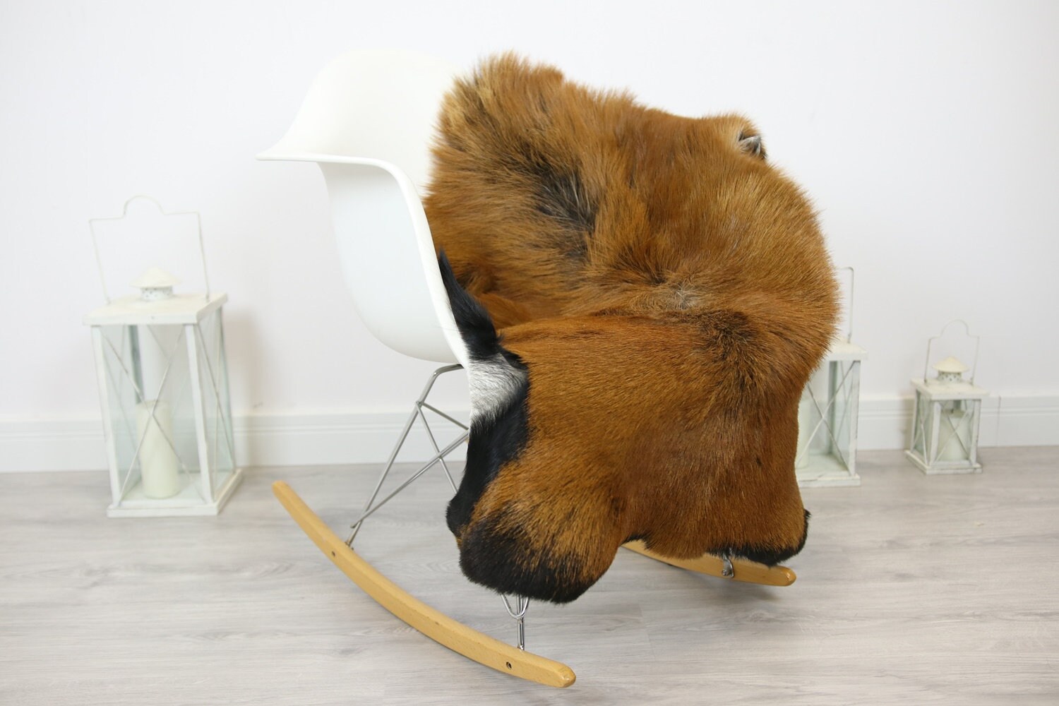 Natural real Goatskin rug, Goat Hide Goat Rug Beige Brown #Goat23