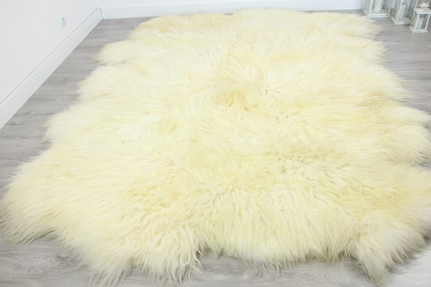 Genuine Natural icelandic creamy white Sheepskin Rug, Giant sheepskin ...